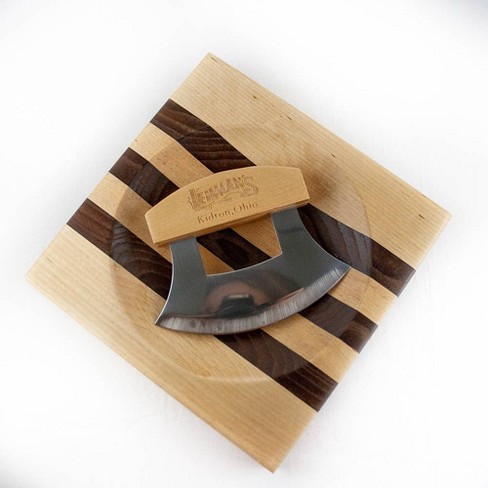 Lehman's Ulu Knife And Chopping Bowl, Stainless Steel Rocker Knife ...