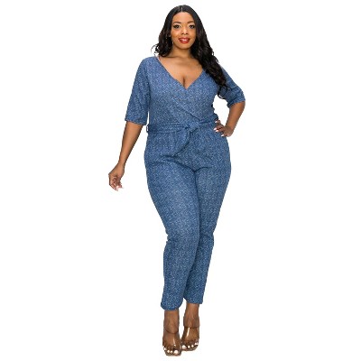 L I V D Women's Gwen Denim Jumpsuit, Navy Blue, 3x : Target