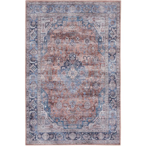 Nourison Washable Brilliance 4' X 6' Blue/multi Vintage Indoor Rug : Target
