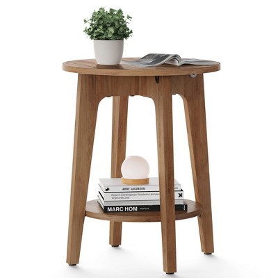 Vasagle Round Side Table With Lower Shelf, End Table For Small Spaces ...