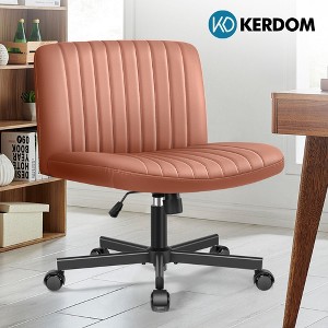 KERDOM Armless Office Chair, Wide Seat PU Leather Desk Chair with ...