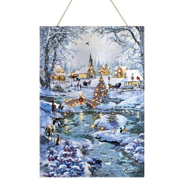 Northlight Country Rustic Winter Christmas Led Lighted Canvas Wall Art ...