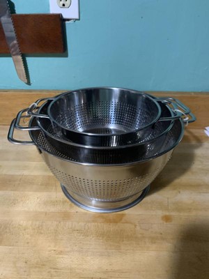 3pc (1.5qt, 3qt, And 5qt) Stainless Steel Colander Set Silver - Figmint ...