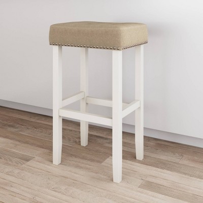 24" Isaac Upholstered Backless Barstool Light Brown/matte Black ...