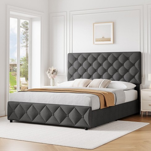 Whizmax Queen Size Bed Frame With 4 Storage Drawers And Headboard ...