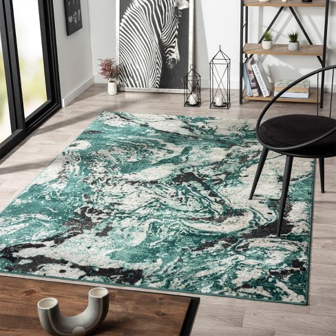 Luxe Weavers Abstract Marble Swirl Green 8x10 Area Rug : Target
