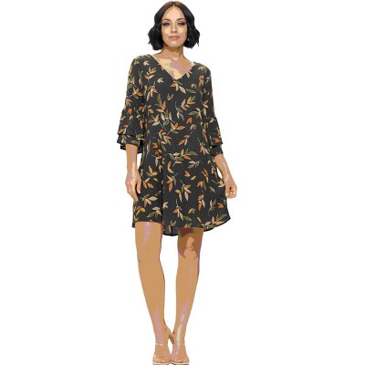 West K Women's Rebecca Tiered Bell Sleeve Dress - Small - Green Leaf ...