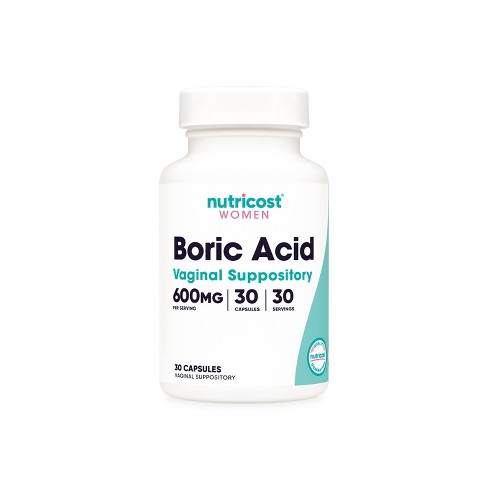 Nutricost Women Boric Acid Suppository Capsules (600 Mg) (30 Capsules ...