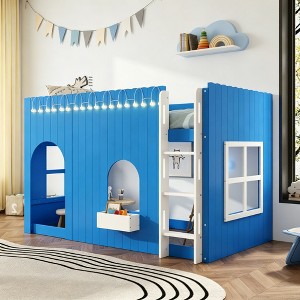 Luxystar House Shape Loft Bed with Arched Doorways, Windows and Lights ...