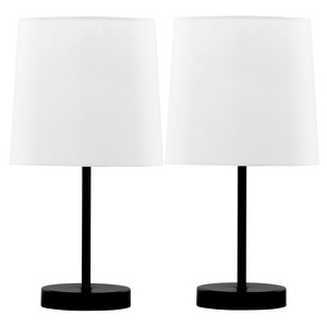 Set of 2 Contemporary 16" Metal Accent Table Lamps with White Fabric ...