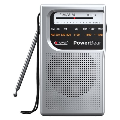 Powerbear Portable Radio | Am/fm, 2aa Battery Operated With Long Range ...