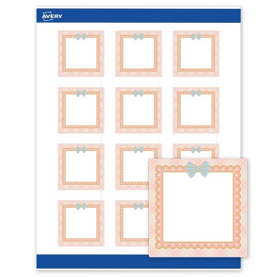 Avery® Matte 2" x 2" Labels, Pink & Gold Scallop, 120ct : Target