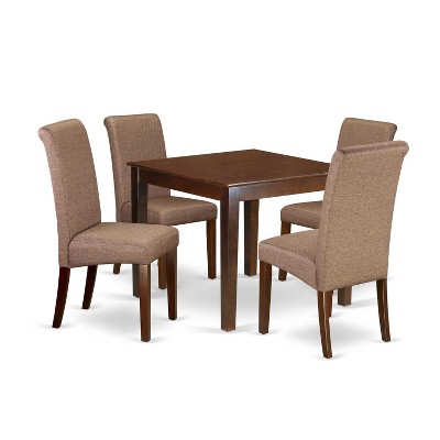 Seaside Dining Set 5 Piece - Square Table & 4 Parson Chairs - Linen ...