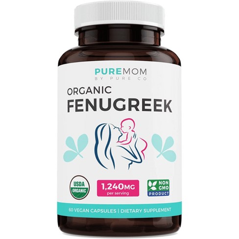Pure Co Organic Fenugreek Vegan Capsules, Herbal Lactation Support ...