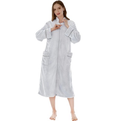 Pavilia Womens Housecoat Zip Robe, Fleece Zipped Up Front Bathrobe ...