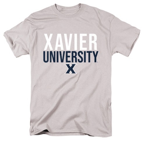 Xavier University Official Stacked Unisex Adult T-shirt, Silver, Small ...