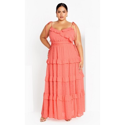 City Chic | Women's Plus Size Renee Dress - Calypso Coral - 18w : Target