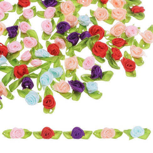Unique Bargains Mini Ribbon Roses Fabric Flowers For Crafts Wedding 100 ...