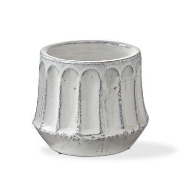 Ceramic Fluted Flower Pot - White (7") - Storied Home : Target