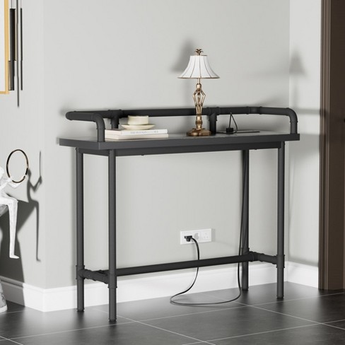 Vecelo Narrow Console Table With Charging Station & Power Outlet, 31 ...