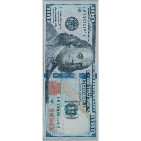 Well Woven Money Collection New Hund Dollar Bill Flat-woven 2' X 5 ...