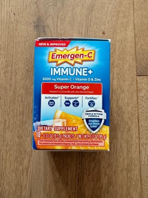 Emergen-c Immune+ Powder Drink Mix With Vitamin C - Super Orange - 30ct ...