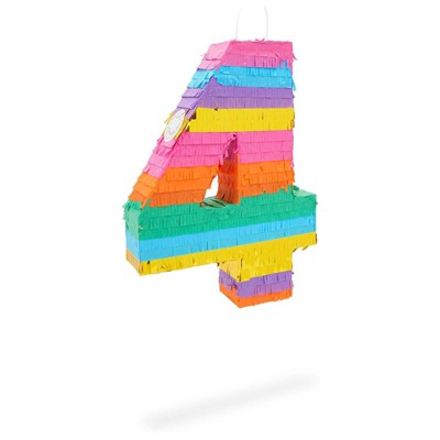 Blue Panda Small Rainbow Number 4 Pinata For 4th Birthday Party, Fiesta ...