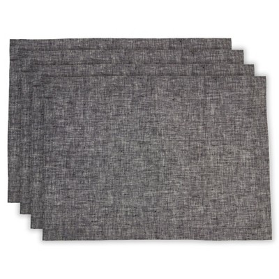 Solino Home Linen Placemats Chambray Black Set Of 4, 14 X 19 Inches ...