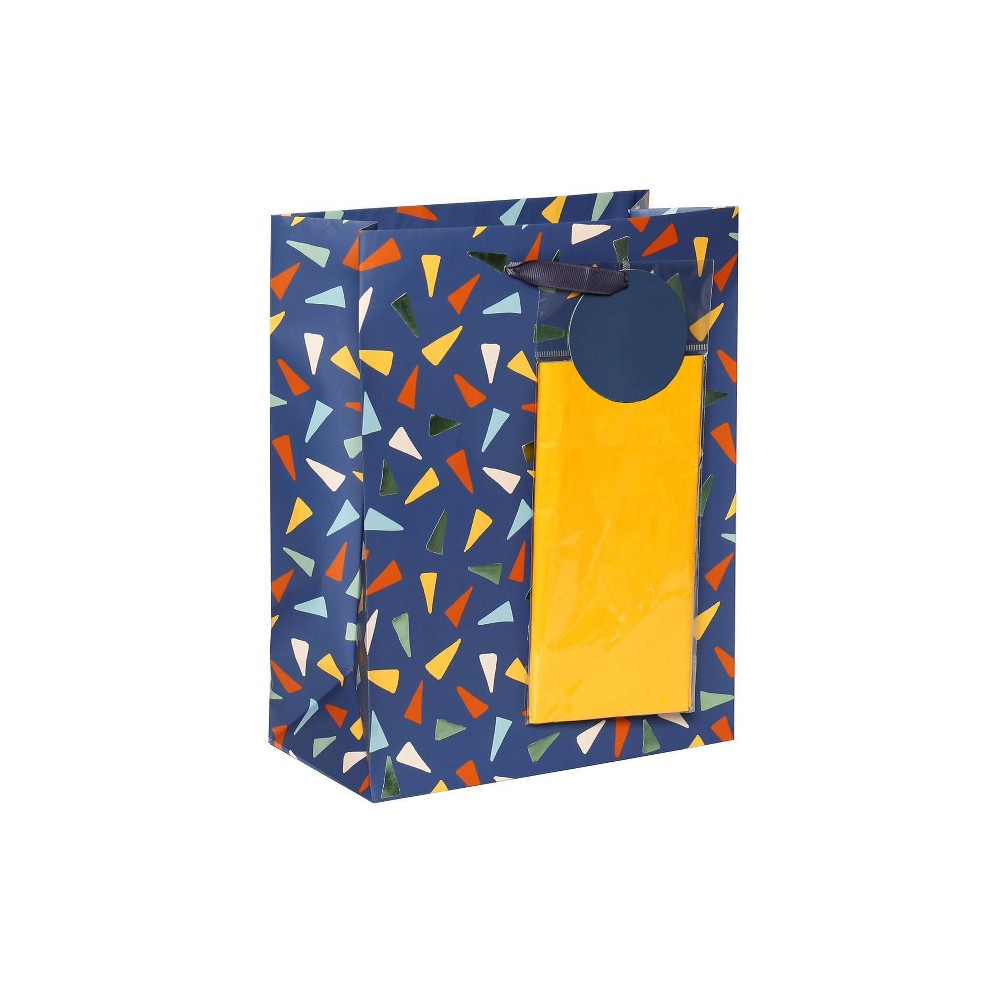 Large Cub Gift Bag with Tissues Triangle Toss with Foil on Navy ...