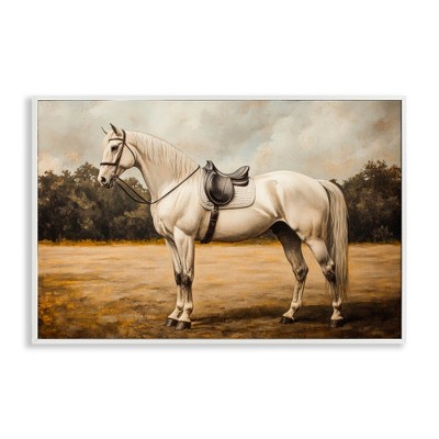 Stupell Industries White Mare with Saddle Framed Giclee Art, Made in ...