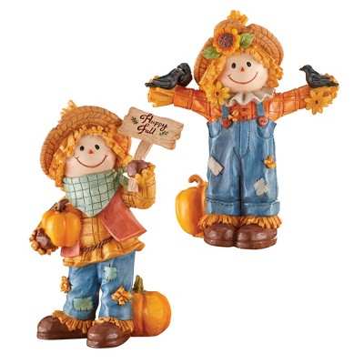 Collections Etc Hand-painted Charming Happy Fall Scarecrow Figurines ...