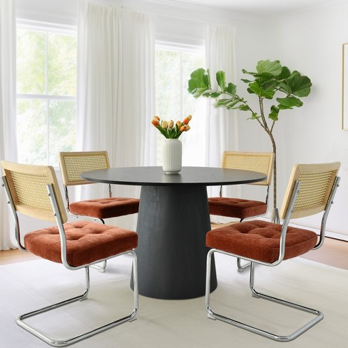 Dwen+kylie 5-piece Manufactured Black Grain And 4 Terra Upholstered ...