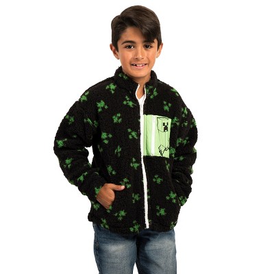 Minecraft Creeper Little Boys French Terry Zip Up Varsity Bomber Jacket ...