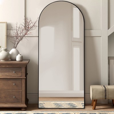 Dovelina Wood Frame Arch-Top Full Length Mirror Large Wall Mirror ...