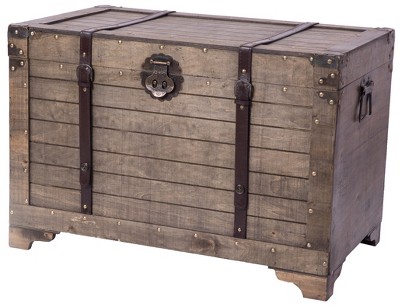 Vintiquewise Rustic Large Wooden Storage Trunk With Lockable Latch : Target