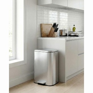 13 Gallon Kitchen Trash Can, Stainless Steel Garbage Can with Removable ...