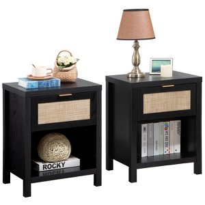 BALHAM TRADE-Boho Rattan Nightstands, Set of 2 Farmhouse Night Stand ...
