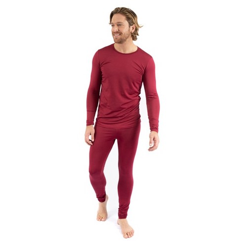 Leveret Mens Two Piece Thermal Pajamas Solid Maroon Xxl : Target