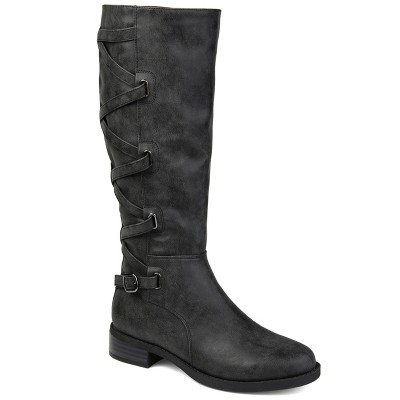 Journee Collection Womens Carly Stacked Heel Riding Boots Black 9 : Target