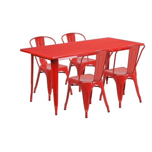 Emma And Oliver Commercial Grade Rectangular Red Metal Indoor-outdoor ...