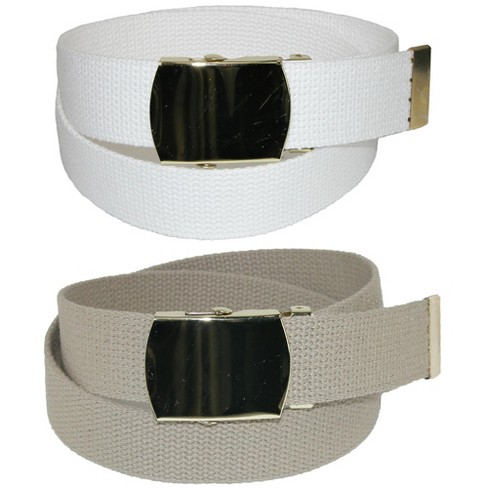 Ctm Kid's Cotton Belt With Brass Military Buckle (pack Of 2 Colors ...