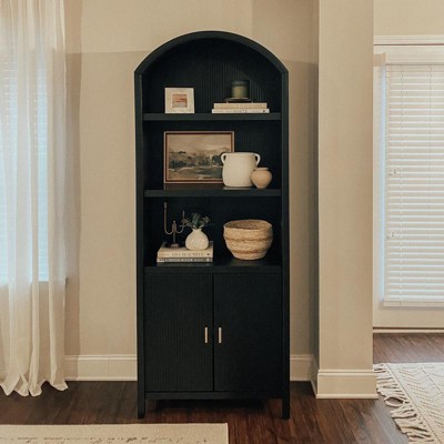 Grooved Wood Arch Bookcase Cabinet - Black - Hearth & Hand™ With ...