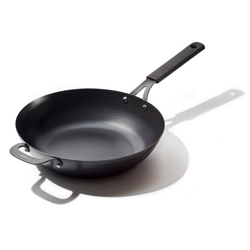 Oxo 12" Steel Open Wok With Silicone Sleeve Black: Carbon Steel Pan, 12 ...