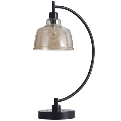 Black Water Table Lamp Metal Base With Glass Pendant Shade - Stylecraft ...