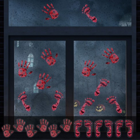 Nifti Nest Halloween Bloody Hand & Footprints Window Stickers : Target