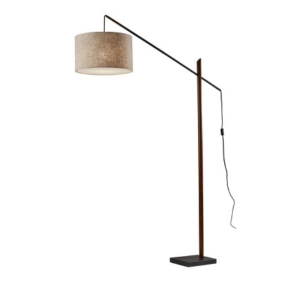 Ethan Arc Lamp Black/walnut - Adesso: Modern Arched Design, Polyester ...