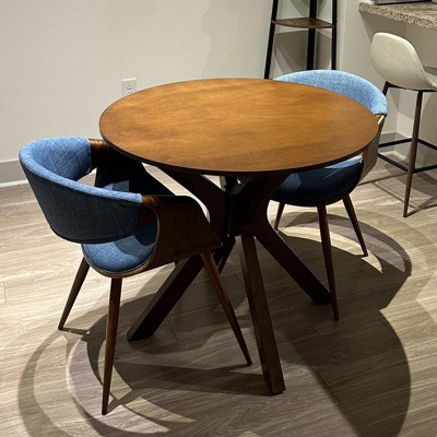 35" Kenji Wide Round Wood Dining Table Walnut - Baxton Studio : Target