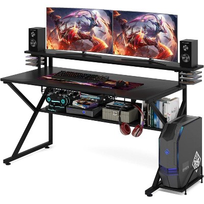 Tribesigns 66" Computer Gaming Desk With Monitor Stand & Host Tray For ...
