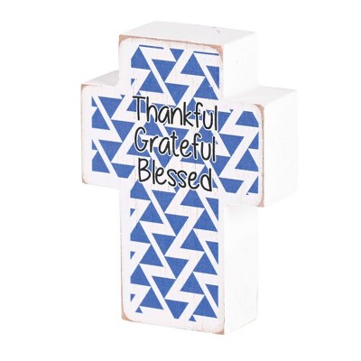 Dicksons Thankful Grateful Blessed, Blue/white 3.88 X 2.75 Inch Mdf ...
