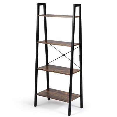Tangkula 4-Tier Ladder Storage Rack Bookcase Display Shelves Plant ...